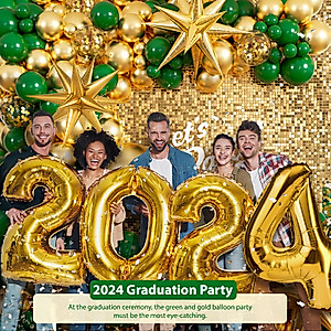 Green and Gold Balloon Arch Kit, Forest Dark Emerald Green Balloons Metallic Gold Balloons for Birthday Forest Theme Baby Shower Wedding Graduation Party Decorations