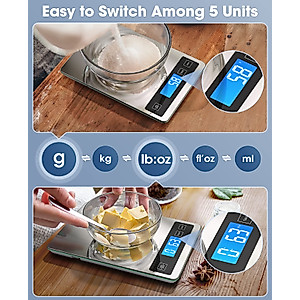 Nicewell Food Scale, 22lb Digital Kitchen Scale Weight Grams and oz for Cooking Baking, 1g/0.1oz Precise Graduation, Stainless Steel and Tempered Glass