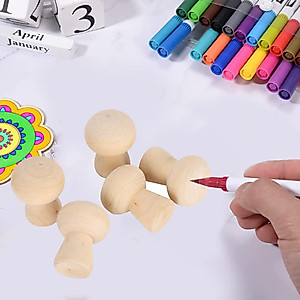 20pcs Wooden Peg Doll Unfinished Mushroom Head Shape Doll Wooden Mushroom Figures People Wooden Figures for Kids Art and Craft