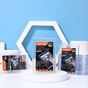 Zonon 15 Pieces Magnetic Card Holder Cases Acrylic Card Holder 35 PT Clear Trading Cards Protectors for Sports Cards Baseball Football Hockey Cards Game Card Storage and Display (Silver Magnet)