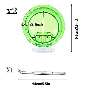 HERCOCCI 2 Pack Chameleon Bowls, Reptile Ledge Feeder Suction Cup Worm Bowl & Water Dish Supplies for Chameleon Lizard Bearded Dragon Gecko Snake