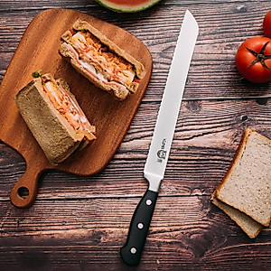 KUMA Bread Knife 10 Inch - Cut Without Ruining Loaf - Flexible Fine Serrated Blade For Real Slicing - Handles All Crusts And Gives Perfect Slices Every Time - Razor Sharp Professional Kitchen Knife