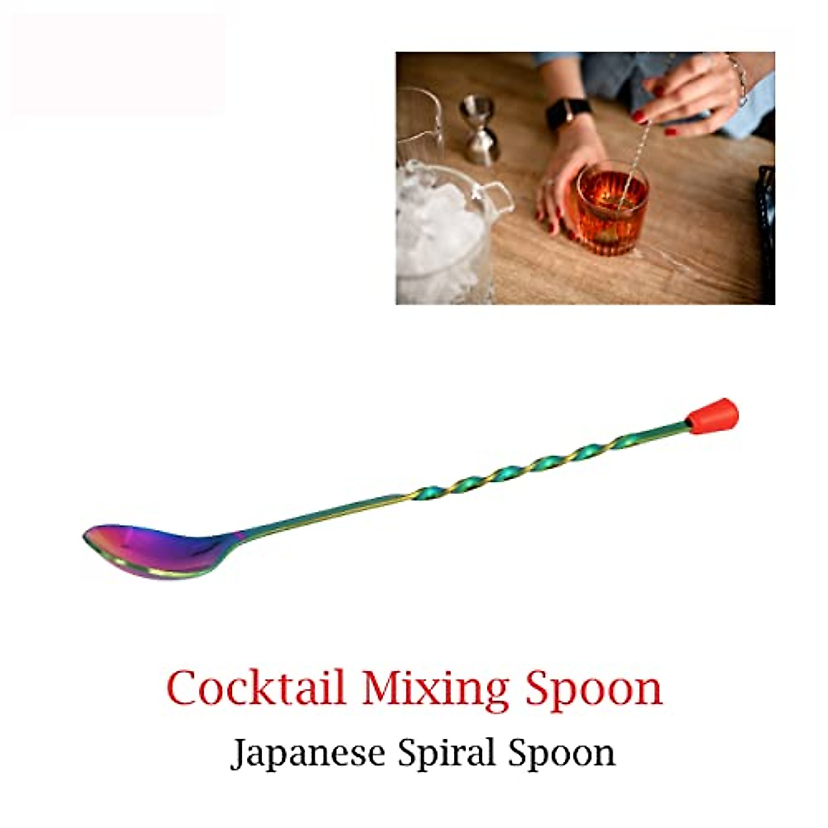 Voila Artisan 20 Pcs Premium Cocktail Shaker Set Bartender Kit with Elegant Mahogany Wooden Stand-Rainbow