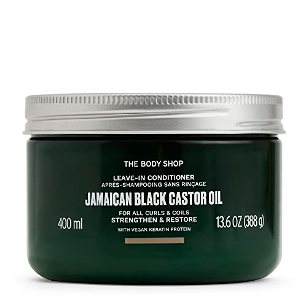 The Body Shop Jamaican Black Castor Oil Leave-In Conditioner - Strengthen and Restore For All Curls and Coils - With Vegan Silk Proten - Vegan - 13.6 Oz