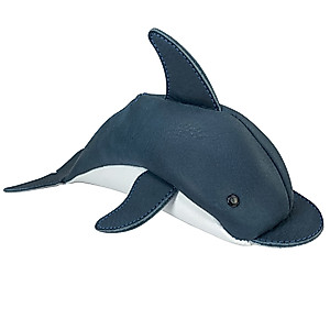 Hide & Play, Pencil Bag Handmade from Full Grain Leather - Dolphin Coin Purse, Scissors Case, Cable Holder, Phone Case, Wallet, Makeup, Stuffed Animal :: Slate Blue