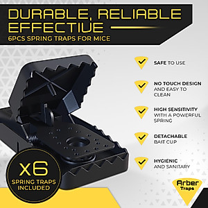 Arber Traps Bucket Lid Mouse Trap, Fits on 5 Gallon + 12 Pcs Sticky Mouse Traps Glue + 6 Pcs Spring Snap Traps for Mice - Multi Catch Humane Mouse Trap for Indoor and Outdoor Used