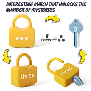 Dinhon Kids Learning Locks with Keys Numbers Matching & Counting Montessori Educational Toys for Ages 3 yrs+ Boys and Girls Preschool Games Gifts
