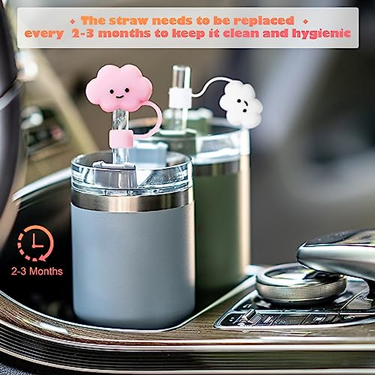 9Pcs for Stanley Cup Accessories,Replacement Straws for Stanley 40 oz 30 oz Cup Tumbler&Simple Modern Trek Tumbler 40 oz,Plastic Clear Reusable Straw with Cleaning Brush&Straw Covers