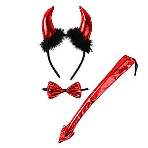 Devil Headband Horn Costume Set for Halloween Animal Creature Costume Accessory Kit