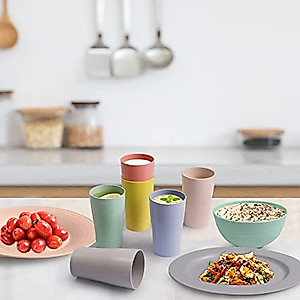 greenandlife 400ml/14oz Set 6 Multicolor Mug for Coffee, Tea, Water, Milk, Juice, Wheat Straw Cup, Unbreakable,Non-toxin, BPA free and Healthy for Kids Children Toddler & Adult