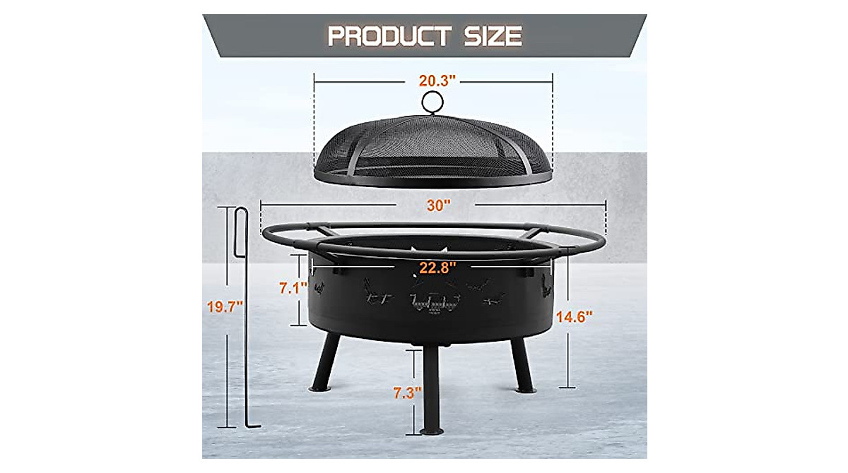 Durable 30" Fire Pit for Backyard and Patio Fun