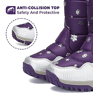 Mishansha Little Boys Winter Boots for Girls Kids War Snow Boots Water Resistant Antislip Outdoor Cold Weather Shoes Purple 2 Little Kid