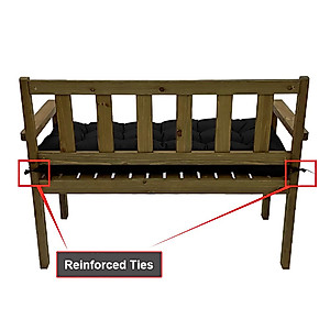 Outdoor Indoor Bench Cushion, 51.2in Waterproof Swing Cushion, Garden Bench Seat Cushion, Swing Chair Replacement Seat Pads Cushion Pillow for Lounger Garden Furniture Patio Metal Wooden Bench (Black)