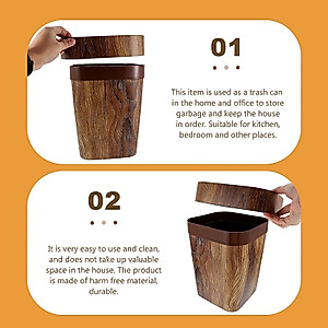NALsa Retro Imitation Wood Trash can Without lid Waste Paper Basket Wood Grain Trash can Waste Paper Trash can Household Trash can Bath