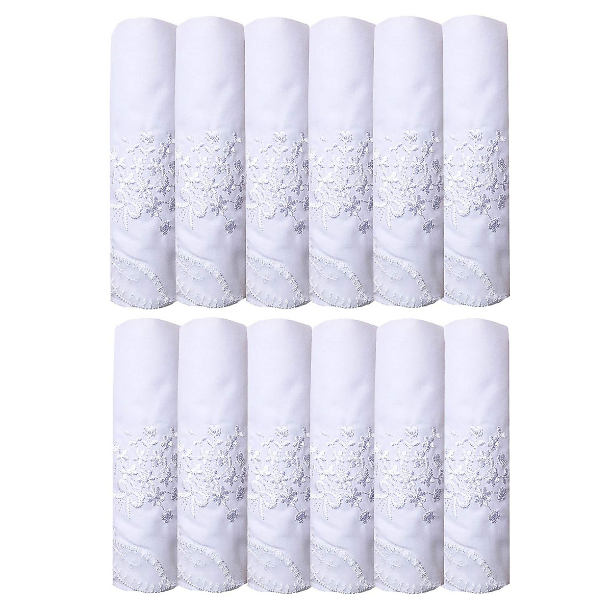 Bulk New Embroidery Ladies White Flower 100% Cotton handkerchiefs