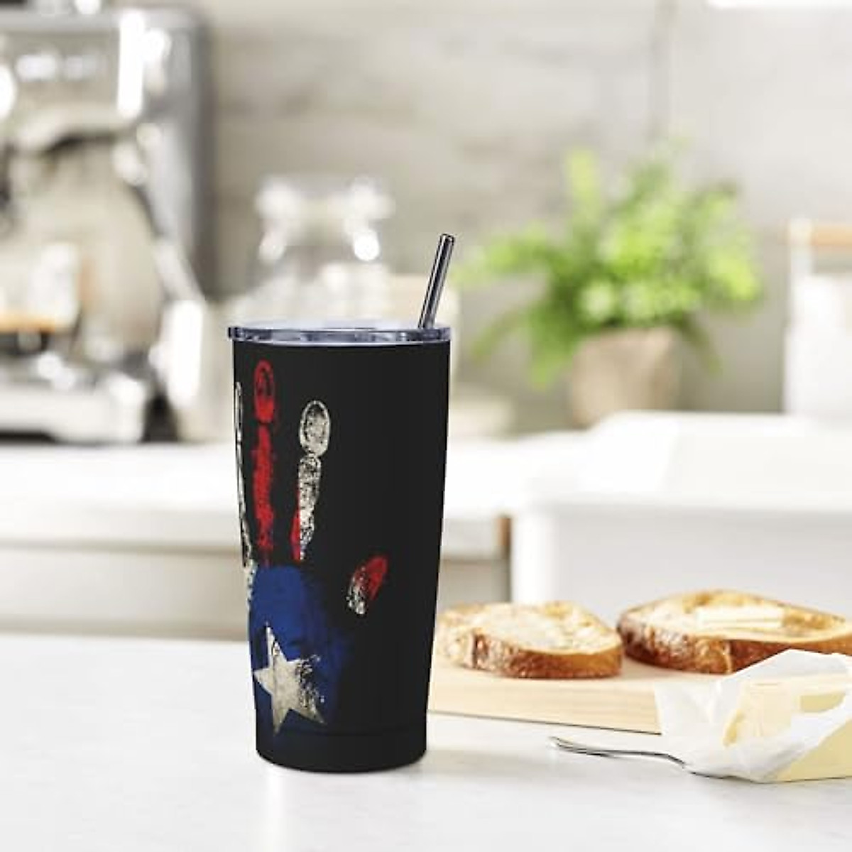 VKKOEWL puerto rico flag Stainless Steel Insulated Tumbler 20 Oz Travel Water Bottle Coffee Mug Drink Cup With Lid Straw