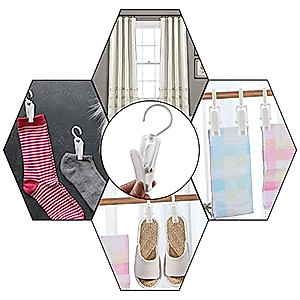 Jiozermi 20 PCS Laundry Hooks Clip, Plastic Clothes Pins, Super Strong Hanger Clips, Swivel Hooks Clip for Clothing Store Home Office & Workshop, White & Black