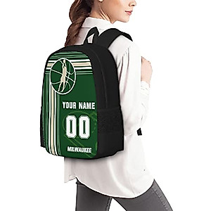 Milwaukee Custom Basketball Style Backpack With Personalized Name Number Teens Girls Boys School Bag Computer Backpacks 17 Inch Large Capacity.