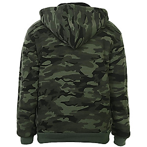 Espada Menswear Full-Zip Camo Sherpa-Lined Hoodie Jacket, ZCH68_Green_L