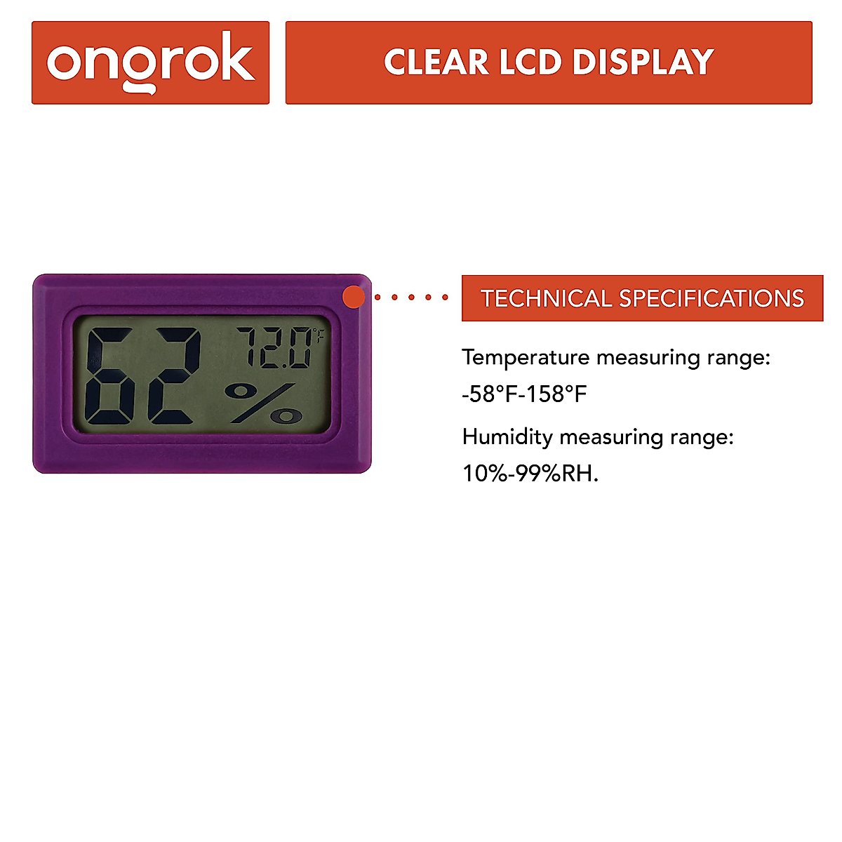 6 Pack of Mini Hygrometers by ONGROK, Small Humidity Temperature Gauge with Digital LCD Display, Color Coded for Organization, Mini Hygrometer for Jars,