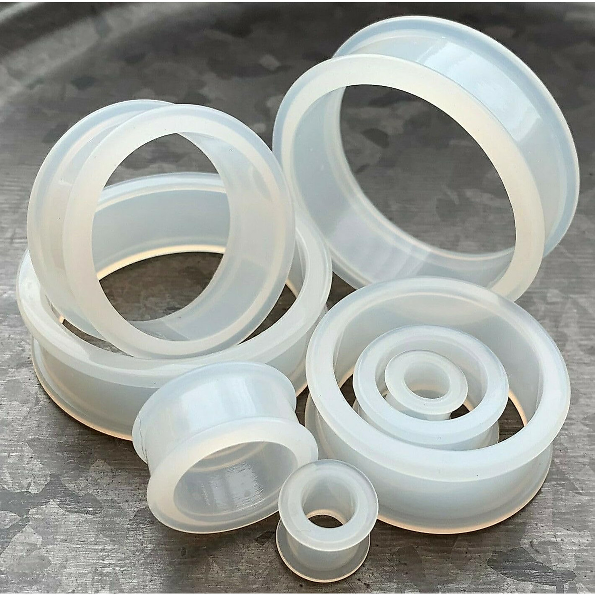 Lobal Domination PAIR of Clear Soft Silicone Ear Tunnels Plugs - up to size 50mm! (1&3/4" (44mm))