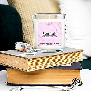 Foreverwick Mon Paris Warm & Floral Surprise Soy Wax Candle with Diamond Inside 14Oz Jar, Large Candles, Scented, Gift Women, Glass, Large Size, Double Pour Inspired, 70 Hours