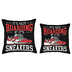 Shoe Collector Sneakerhead SteMi Apparel It's Not Hoarding If It's Sneakers Collector Shoes Throw Pillow, 16x16, Multicolor