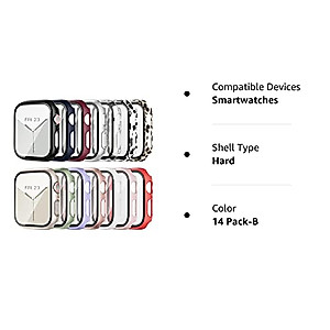 14 Pack Apple Watch Case with Tempered Glass Screen Protector for Apple Watch SE 44mm Series 6/5/4,Anotch Full Coverage Hard PC Protective Cover HD Ultra-Thin Guard Bumper for iWatch 44mm Accessories