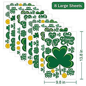 St Patricks Day Decorations Stickers, St. Patrick's Day Window Clings Decor, 128 PCS Reusable Electrostatic Saint Patricks Day Shamrock Stickers