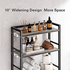 Denkee Over The Toilet Storage Shelf, 3-Tier Over-The-Toilet Organizer Rack, Over Toilet Bathroom Organizer Space Saver, Easy to Assemble, Gray (25L x 10W x 63H)