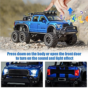 chengchuang Toy Car for Boys, 1/32 Scale Die Cast Metal Cars Toys, Pull Back Toy Car with Sounds and Lights for Kids Gifts (Blue)