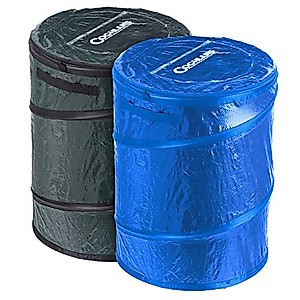 Coghlan's Pop-Up Campsite Trash and Recycling Bin, 2-Pack Combo, Tear-Resistant Polyethylene, 29.5 Gallon Volume (Black/Blue)