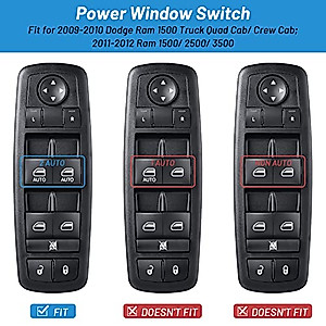 PUENGSI Master Power Window Switch for | 2009-2012 Dodge Ram 1500 2500 3500 | Replaces OE 4602863AB, 4602863AC, 4602863AD