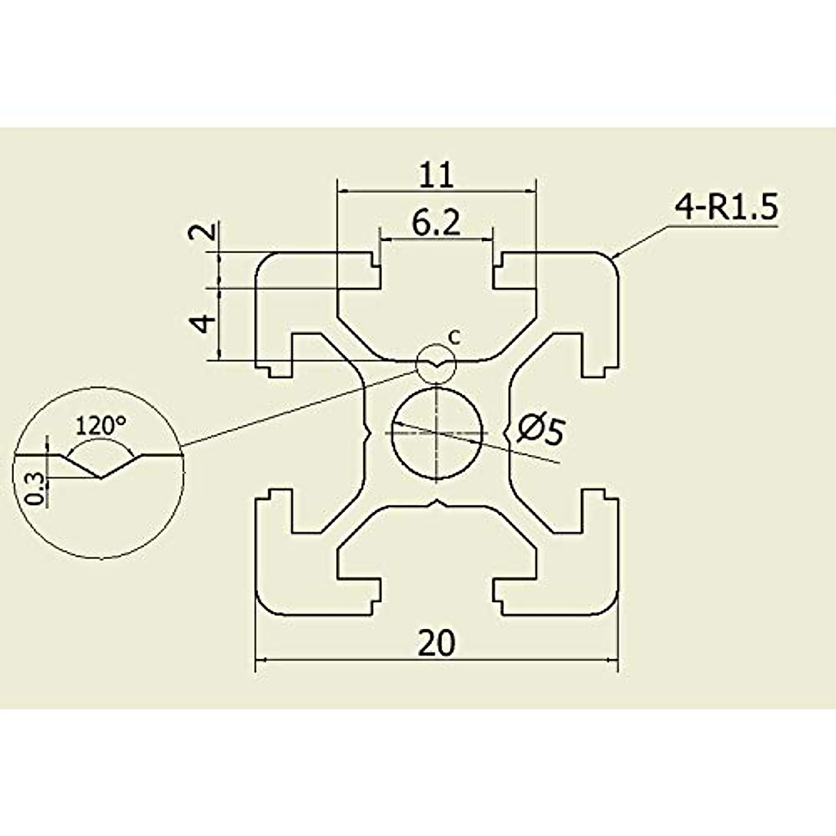 HFS (R) 4pcs 2020 T Slot Aluminum Extrusion Profile European Standard Anodized Linear Rail for 3D Printer Parts and CNC DIY (300mm)