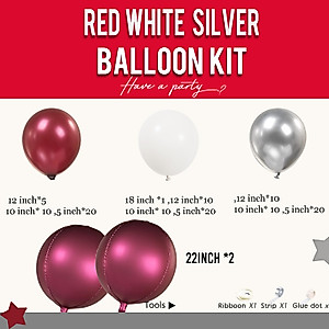 Maroon and silver Balloon Garland Arch Kit 118 Pcs Burgundy and White silver Rubber Balloons for Wedding Baby Shower graduation Birthday 2025 New Year Party Decoration