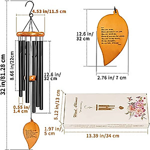 32" Memorial Wind Chimes, Sympathy Wind Chimes, Wind Chimes for Loss of Loved One, Memorial Sympathy Gift for Memory of Bereavement Mother Father for Outdoor Garden Patio - Black