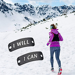 ENSIANTH I Can I Will Shoe Lace Tag I Can I Will Trainer Tags Fitness Inspirational Gift Motivational Runners Gift (I Can I Will Shoe Tag black)