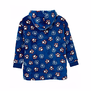 Paw Patrol Boys Wearable Hooded Blanket | Kids Blue Chase the Police Dog All Over Print Fleece Hoodie | Pullover Loungewear
