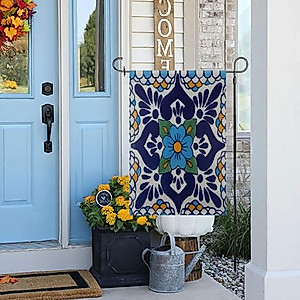 Double-sided garden flag Talavera Mexican Tile Outdoor Flag Garden Flag Yard Outdoor Decoration （12×18in）.