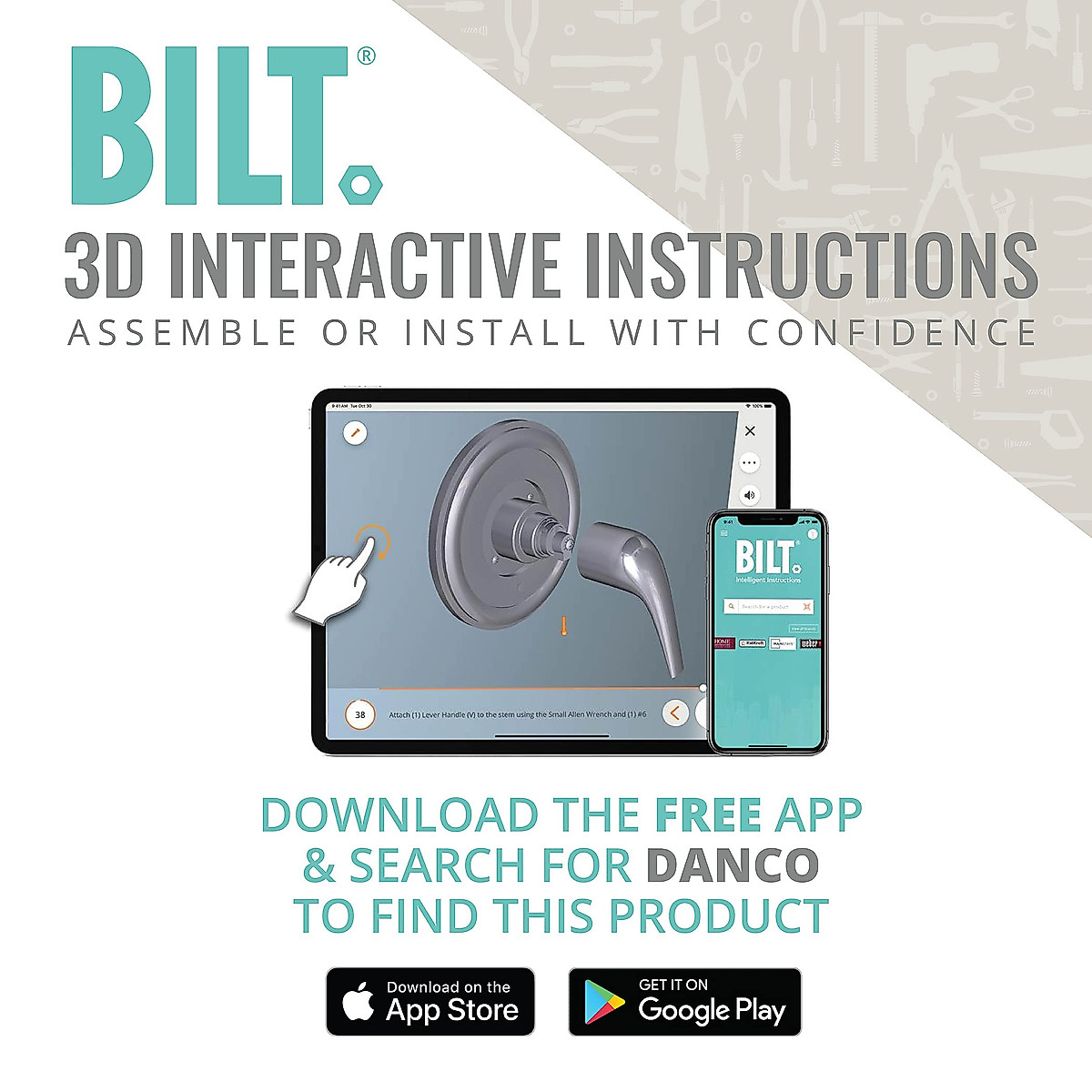 Danco 10004 Trim Kit, for Use with Delta Tub and Shower Faucets, Plastic, Brushed Nickel