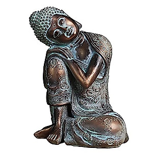 Haytijoe Resin Bronze Sleeping Buddha Statue Crafts Southeast Asia Style Antique Buddha Sculpture Decor for Home Office, 9.1" Tall(Sleeping Buddha)