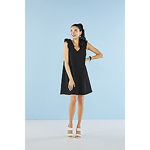 Mud Pie baby girls Women's Mud Pie Cece Women s Sleeveless Ruffle Dress, Black, Medium US