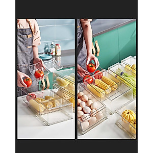 LEECHY Fridge Organizer Bins, Clear Refrigerator Organizers and Storage Bins with Drawers Pull-Out Cabinet Containers kitchen organizers and storage for Fridge Kitchen Office (1 piece)