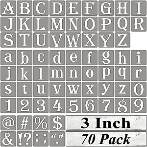 3 Inch Alphabet Letter Stencils for Painting - 70 Pack Letter and Number Stencil Templates with Signs for Painting on Wood, Reusable Alphabet and Numbers Stencils for Chalkboard Wood Signs & Wall Art