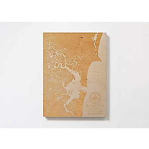 Hampton Beach, New Hampshire, Engraved Wood Coastal Chart Wall Art Sign, Beach House Home Decor Nautical Print, Unique & Personalized, nautical décor, Gift for him her, Coastal Living, 18 X 24, Blue