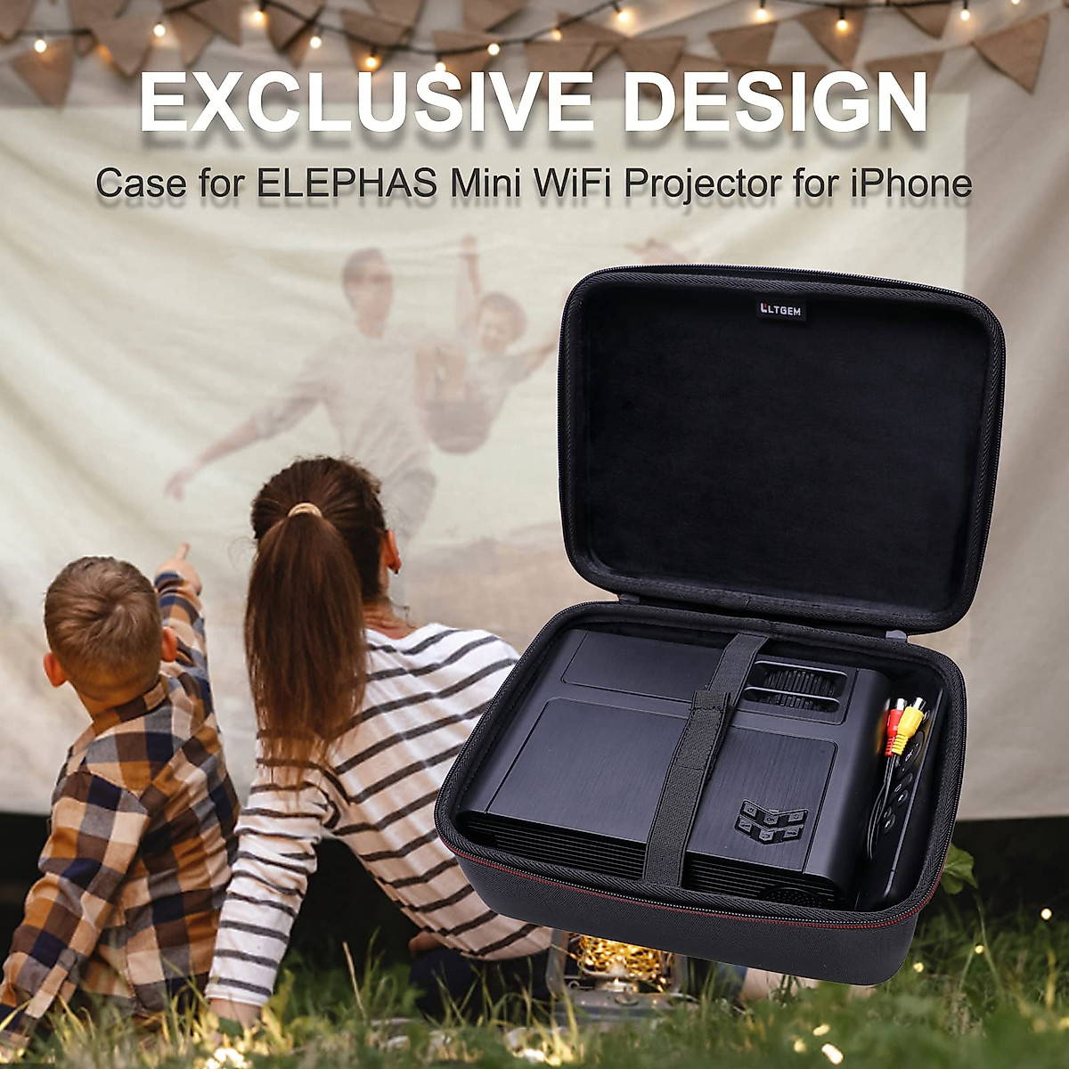 LTGEM EVA Hard Case for ELEPHAS 2020/2022 Mini WiFi Movie Projector - Travel Protective Carrying Storage Bag