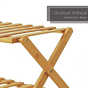 MoNiBloom Foldable Storage Free Standing Shoes Shelf, Bamboo Multifunctional 4-Tier Shoe Organizer for 16-20 Pairs Entryway, Hallway, Corridor, Natural