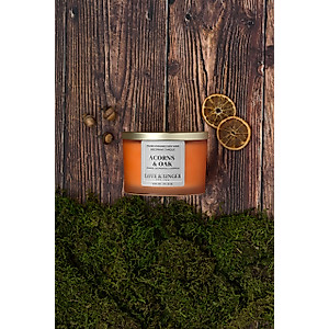 Acorns & Oak Candle | Fall Candles | Luxury Soy & Beeswax Candles for Home | 16 oz. Large Jar 3 Wick Candle | Thanksgiving Candle | Fall Scented Candle | Autumn Candles