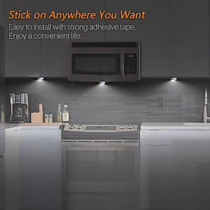 STAR-SPANGLED Push Tap Light, 2.8” Mini Night Touch LED Puck Lamp, Portable Under Cabinet Lighting AAA Battery Operated Powered, DIY Stick On Lights for Closet, Counter, Kitchen, Cool White, 5 Pack