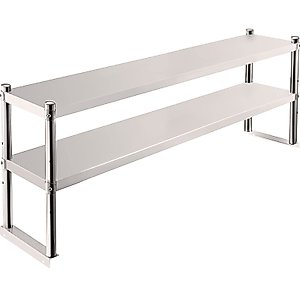 VEVOR Double Overshelf, Double Tier Stainless Steel Overshelf, 60 in. Length x 12 in. Width Double Deck Overshelf, Height Adjustable Overshelf for Prep & Work Table in Kitchen, Restaurant and Workshop